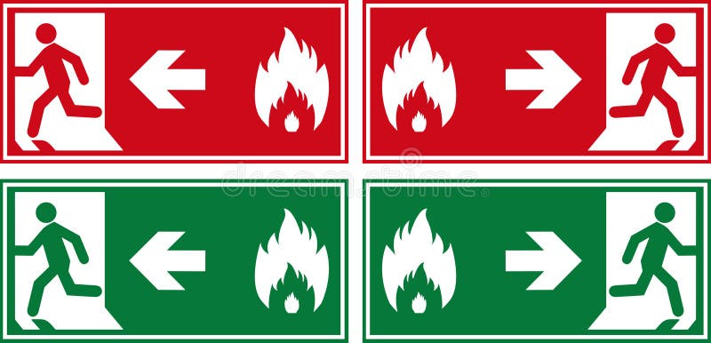 Collection Emergency Fire Exit Sign, Emergency Sign, Emergency Exit ...