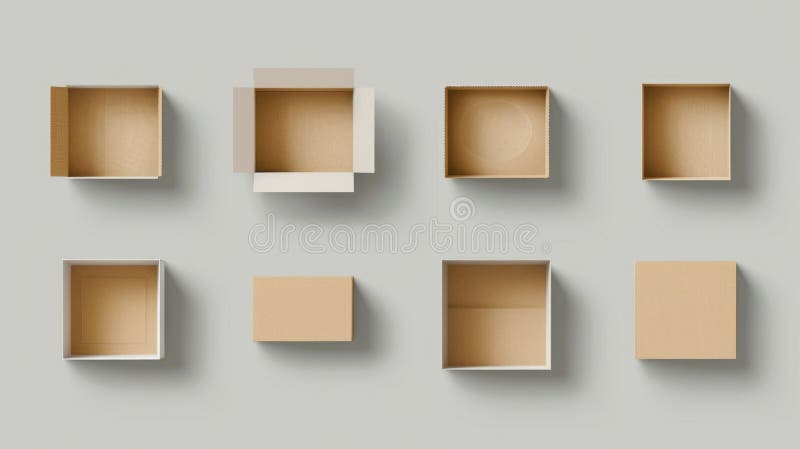 Collection of Empty Boxes on a Gray Surface. Suitable for Packaging and ...