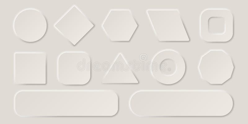 Collection of Empty Buttons in the Style of Neomorphism. Set for Design ...