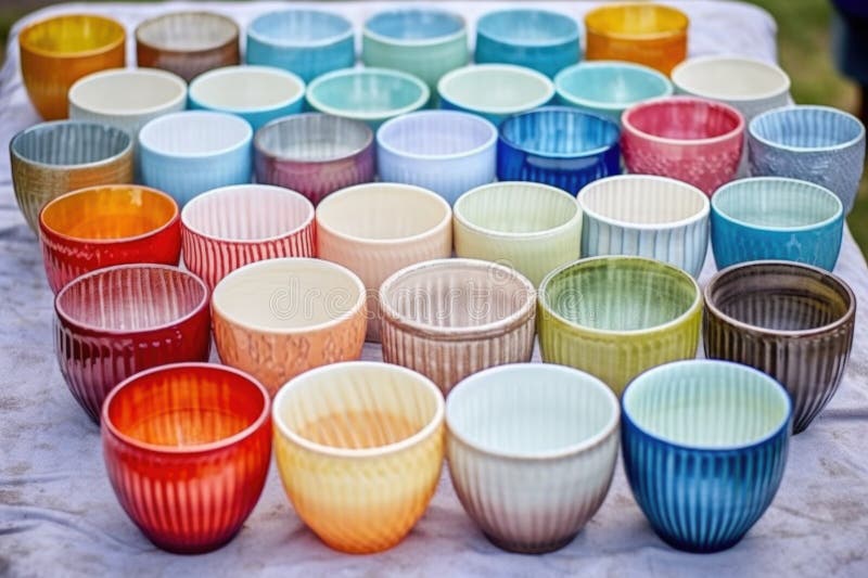 A Collection of Empty Ceramic Tea Cups Stock Illustration ...