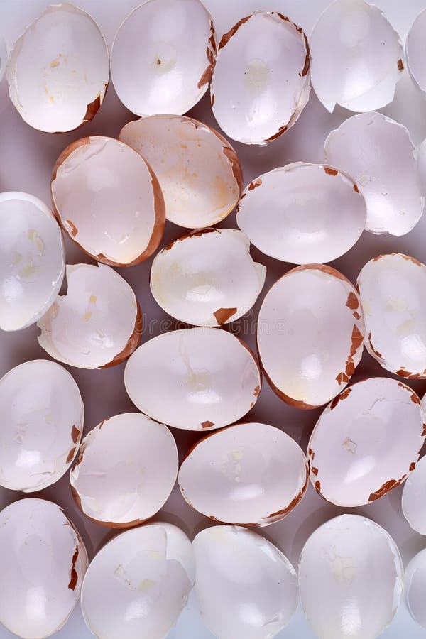 Collection of Empty Eggshells. Vertical Shot Top View. Stock Image ...