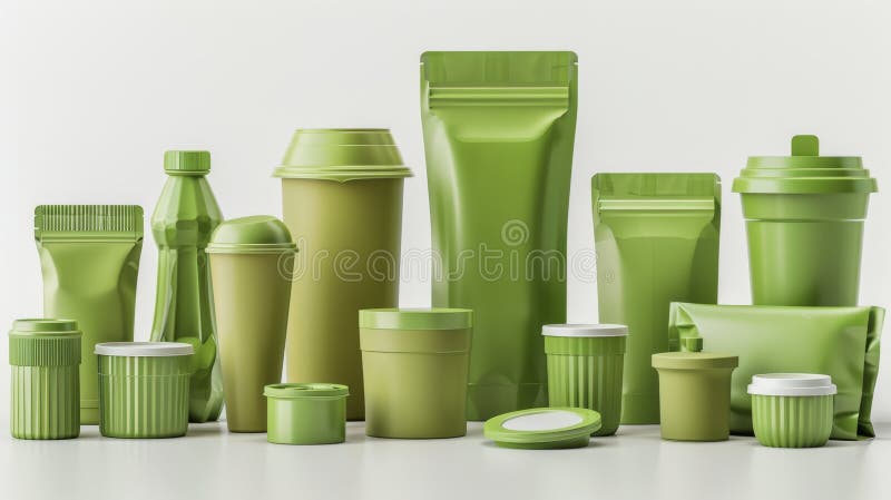 A Collection of Empty Green Packages of Various Products on a Light ...
