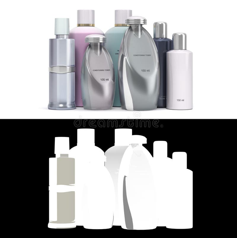 Collection of Empty Label Packaging Bottles for Brand Presentation 3d ...