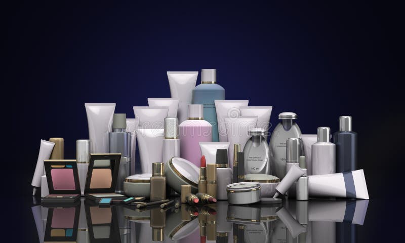 Collection of Empty Label Packaging for Cosmetics Brand Presentation 3d ...