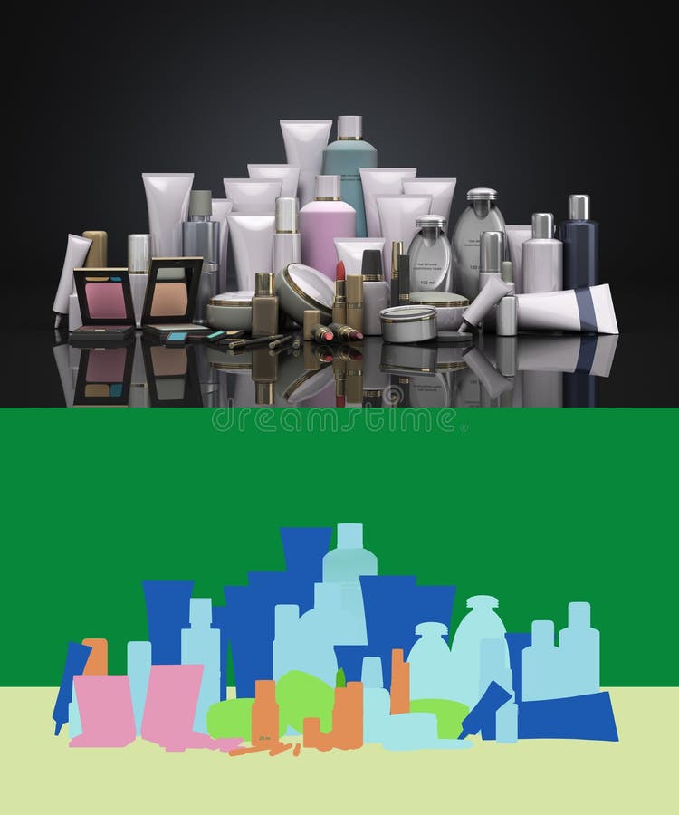 Collection of Empty Label Packaging for Cosmetics Brand Presentation 3d ...