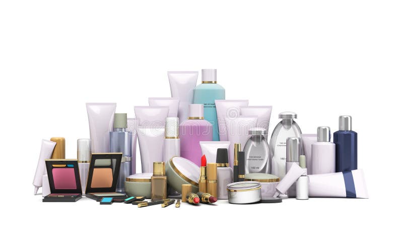 Collection of Empty Label Packaging for Cosmetics Brand Presentation 3d ...