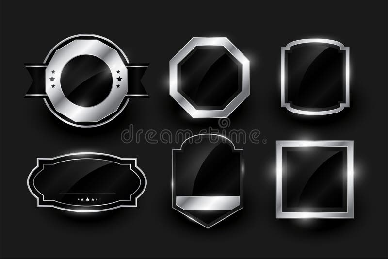 Collection of Empty Metal Badge Symbol Banner Design Stock Vector ...