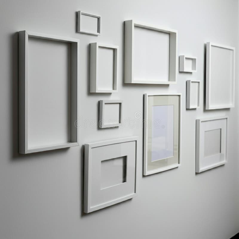 A Collection of Empty Picture Frames of Varying Sizes is Arranged on a ...