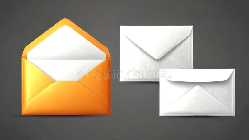 A Collection of Envelopes, Including a Bright Orange Envelope and Two ...