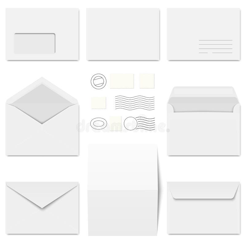 Collection Envelopes, Stationery and Postmarks Stock Vector ...