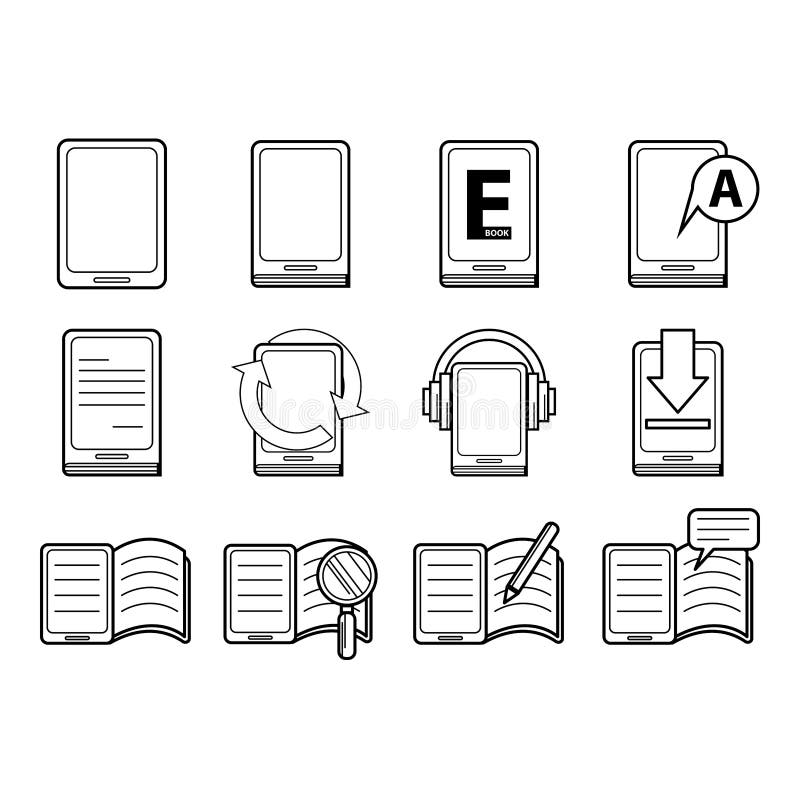 Ereader icon set stock vector. Illustration of technology - 267460522