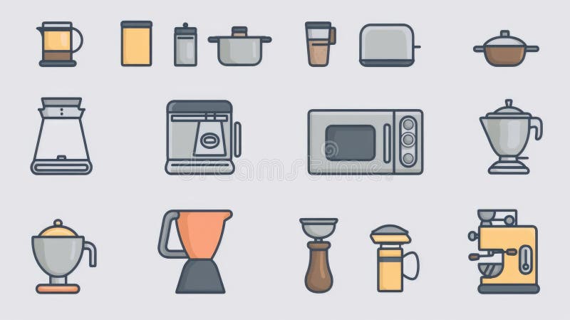 A Collection of Essential Kitchen Appliances and Appliances. Perfect ...