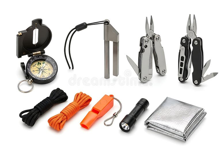 Essential Survival Gear: Compass, Tools, Rope, Whistle, Light, and ...