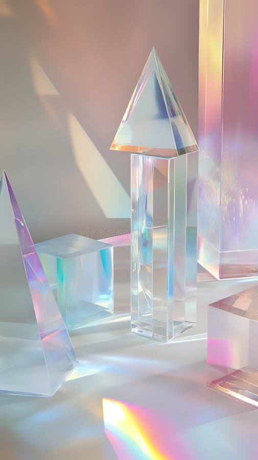 Collection of Ethereal Floating Geometric Forms Casting Gentle ...