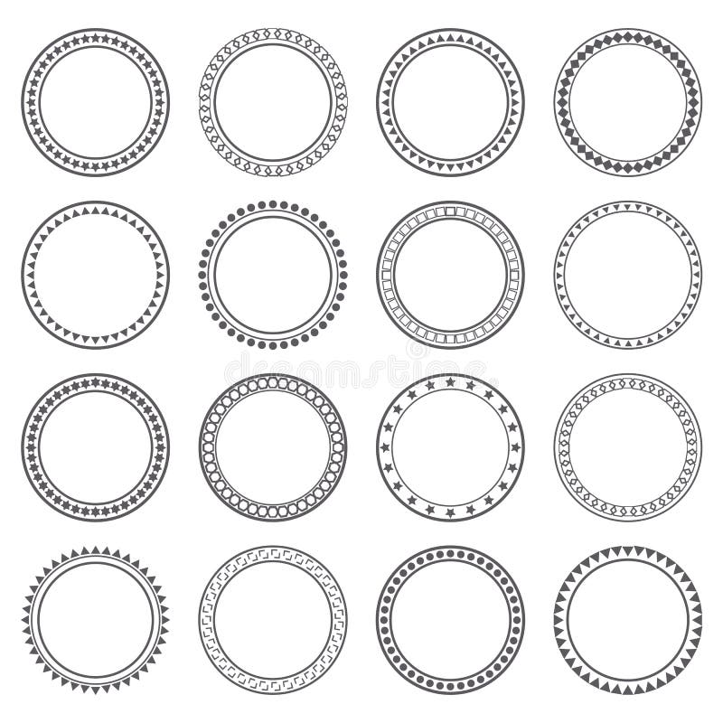 100 Vintage Round Borders. Set with Circle Frames. Stock Vector ...