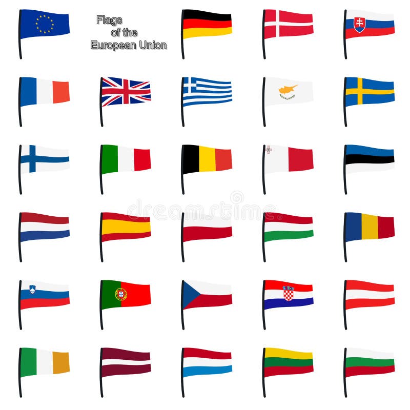 Collection EU flags stock vector. Illustration of banners - 45378603