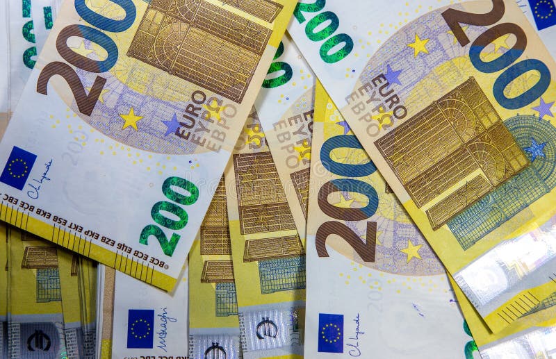 Collection of 200 Euro Banknotes Stock Image - Image of circulation ...