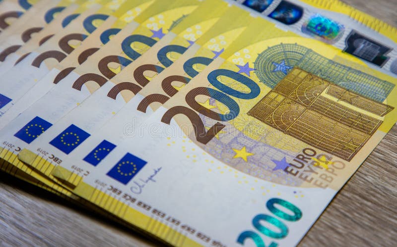 Collection of 200 Euro Banknotes Stock Image - Image of notes, bank ...