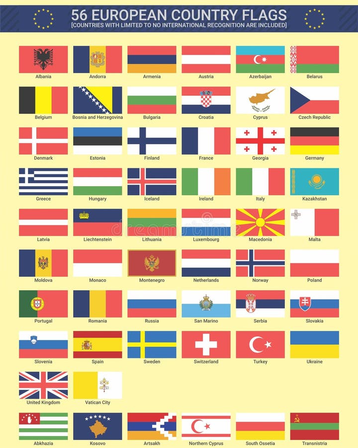 Collection-of 56 European-country-flags in Color Design Vector Stock ...