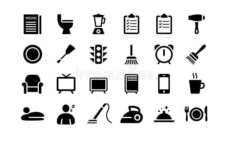 Collection of Everyday Object Icons on White Background AI-Generated ...