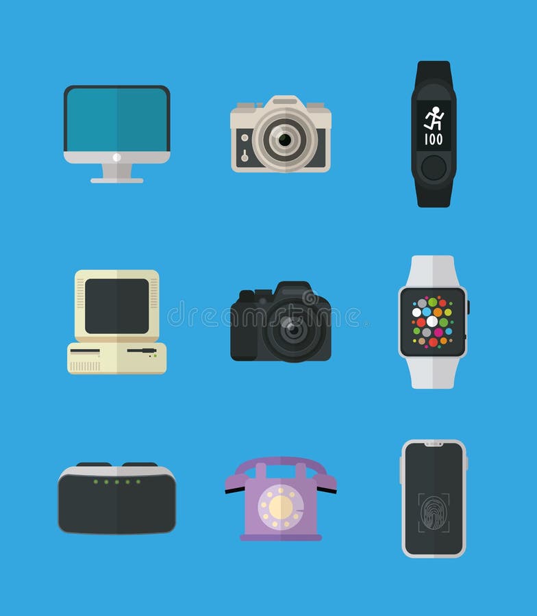 Flat Design Gadgets Technology Icons Stock Illustration - Illustration ...