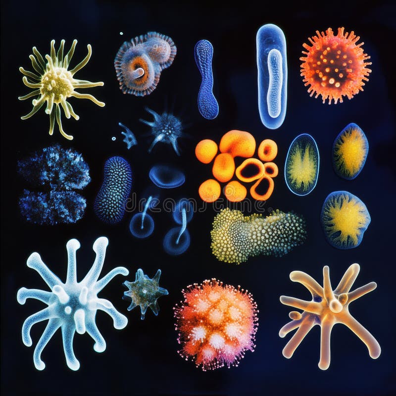 Evolving Bacteria Displayed in Vibrant Colors Showcasing Diversity of ...