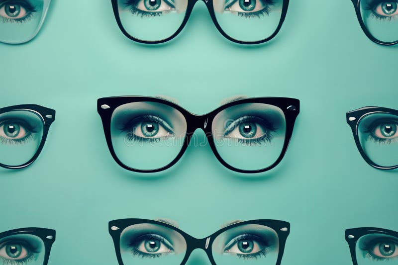 A Collection of Eyeglasses is Showcased Against a Vibrant Background ...
