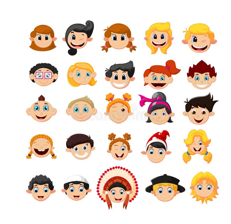 Collection face kid stock vector. Illustration of young - 59575976
