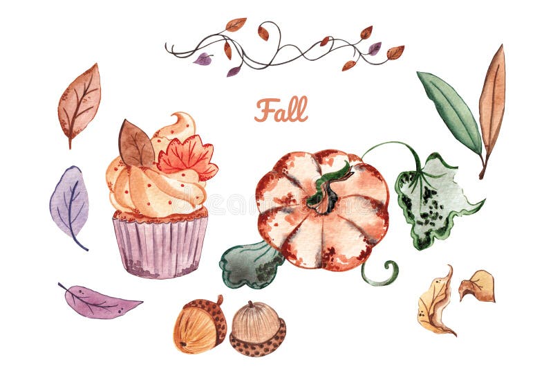 Collection of fall objects stock illustration. Illustration of includes ...