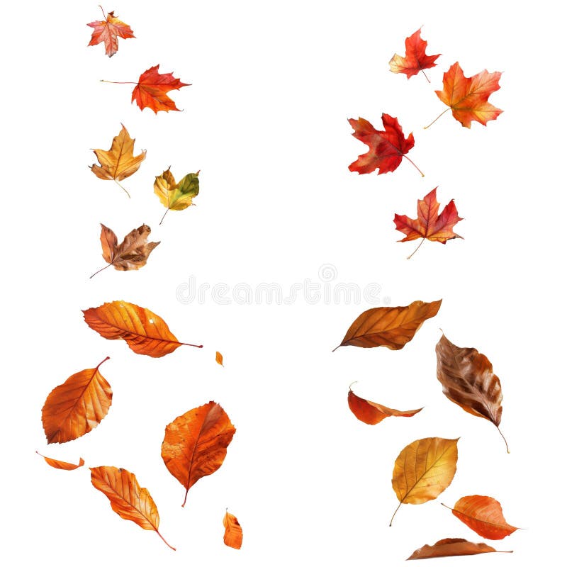 A Collection of Falling Autumn Leaves Stock Illustration - Illustration ...