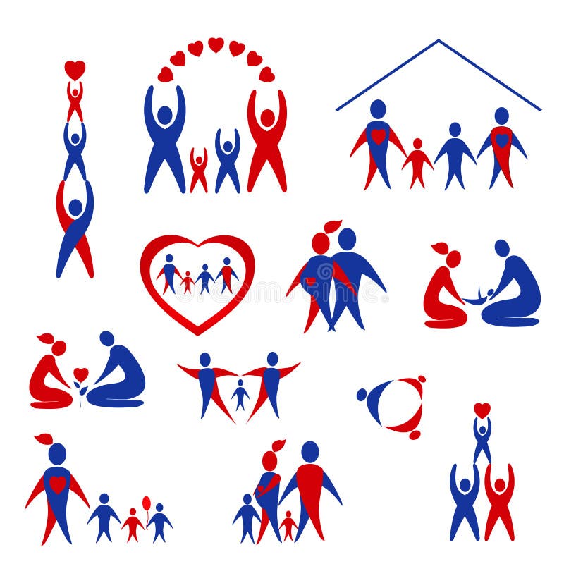Collection of Family Icons, Logo Stock Vector - Illustration of kids ...