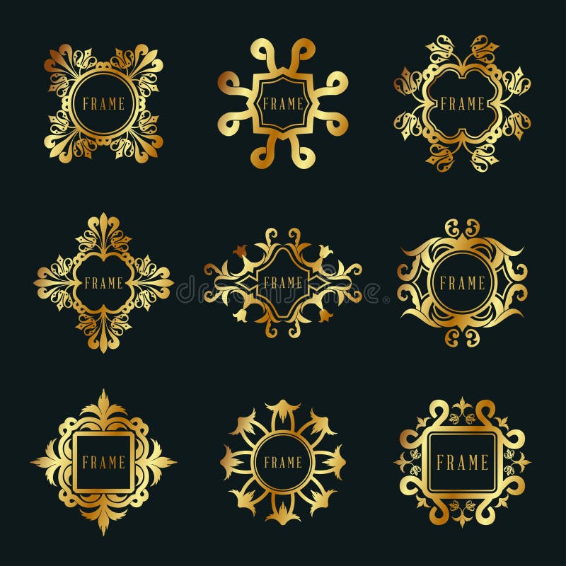 Collection of Fancy Decorative Frames, Vintage Design Vector Stock ...