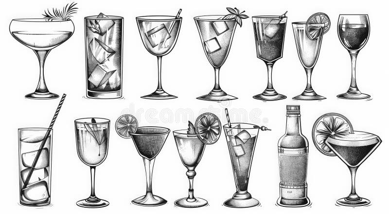 This Collection Features an Array of Drink and Alcohol Icons, Ranging ...
