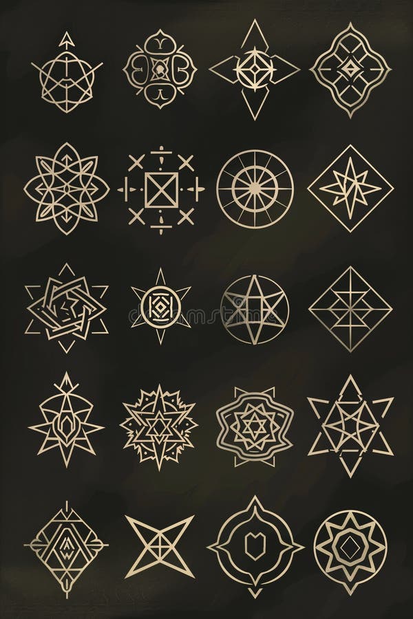 Geometric Icon Symbol Set for Patterns, Logos, and Decorative Outlines ...