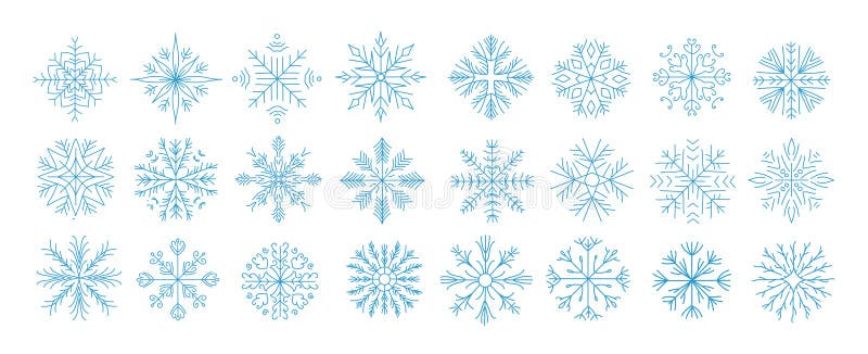 Hand-Drawn Snowflakes Vector Illustrations Set Stock Photo - Image of ...