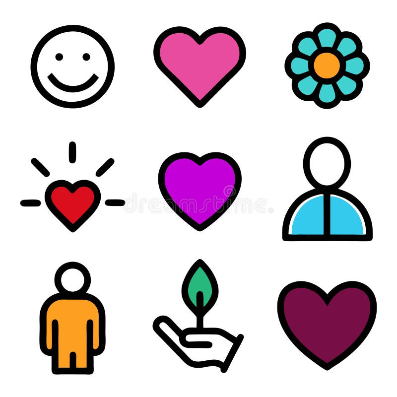"a Set of Kindness Element Vector Illustration Heartwarming and ...