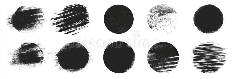 A Collection Featuring Various Types of Black Paint Brush Strokes and ...