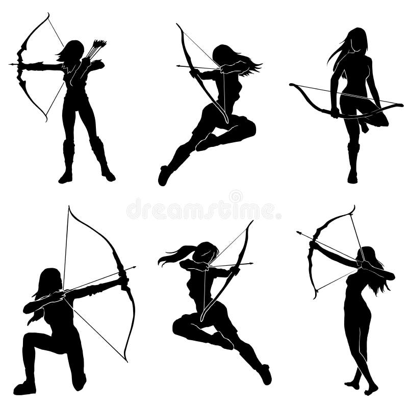 Female Archery Silhouette Stock Illustrations – 425 Female Archery ...