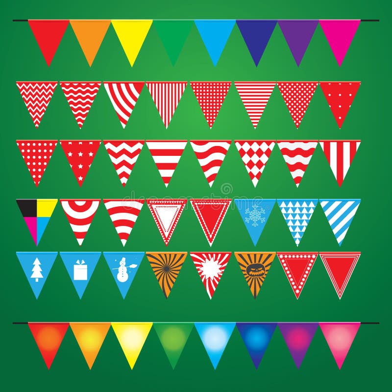 Collection of Festive Decorative Flags for the Holiday Stock Vector ...