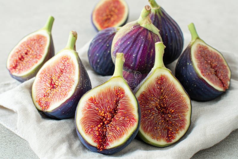 A Collection of Figs Arranged on a Piece of Cloth Stock Image - Image ...