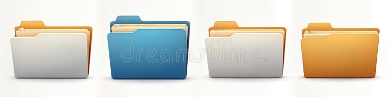 Collection of File Folders in Different Colors. Isolated Graphic ...