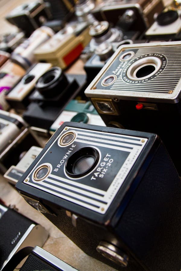 Collection of Film Cameras at Three Quarters View Background Editorial ...