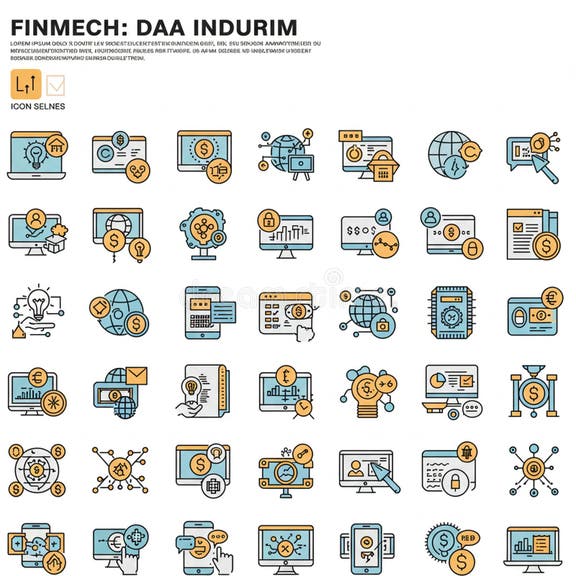 A Collection of Finance-related Icons Featuring Stylized Designs in ...