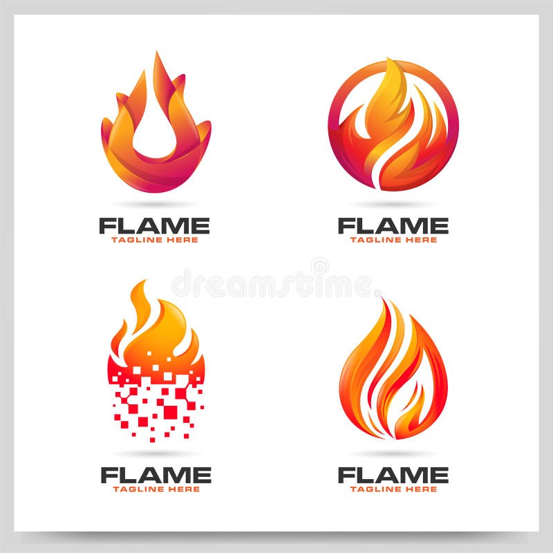 Collection of Fire Flame Logo Design. Graphic Design Element Stock ...