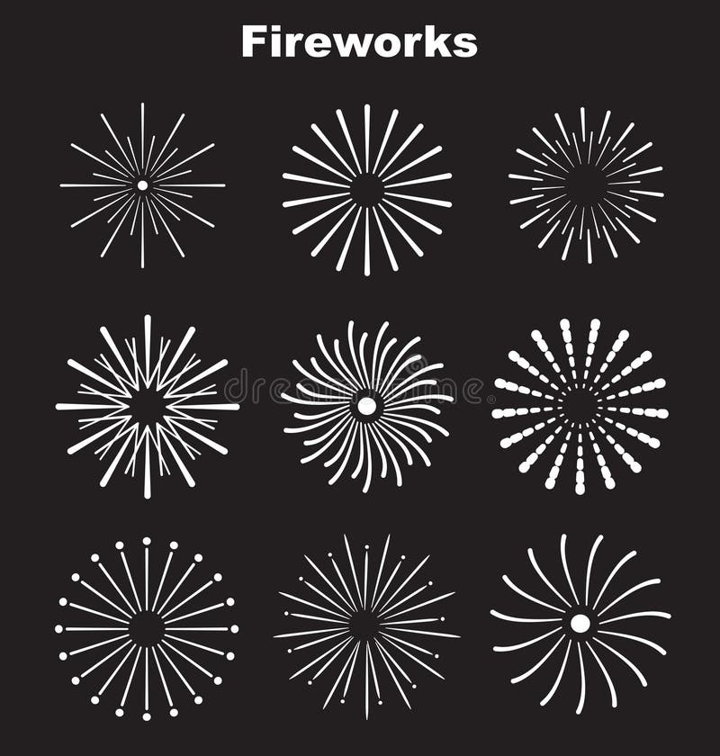 Collection of 9 Firework Exploding Stock Vector - Illustration of ...