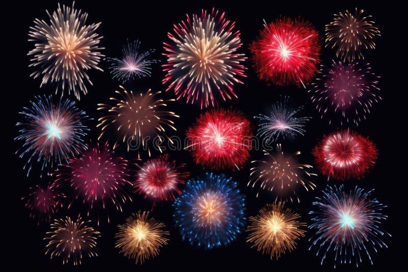A Collection of Fireworks with Different Colors and Sizes Stock Image ...
