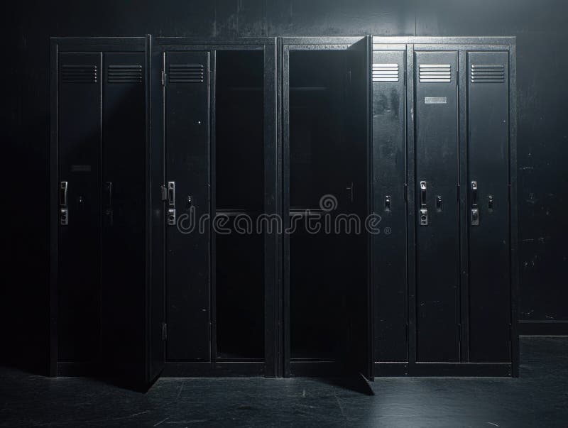 A Collection of Five Empty Lockers Stock Photo - Image of high ...