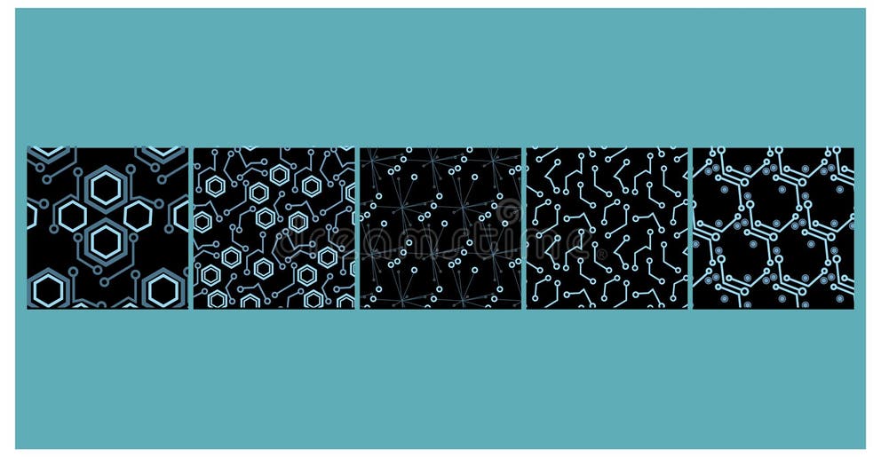 Sci-Fi Grid Seamless Geometric Pattern Bundle for Cyber Branding ...