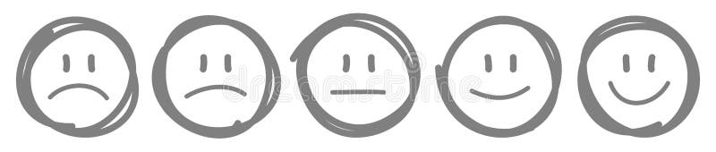 Set of Five Handdrawn Outline Faces Different Moods Gray Stock Vector ...