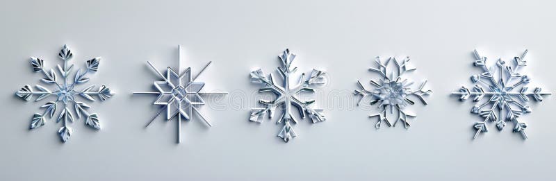 A Collection of Five Intricately Designed 3D Snowflakes, Each ...